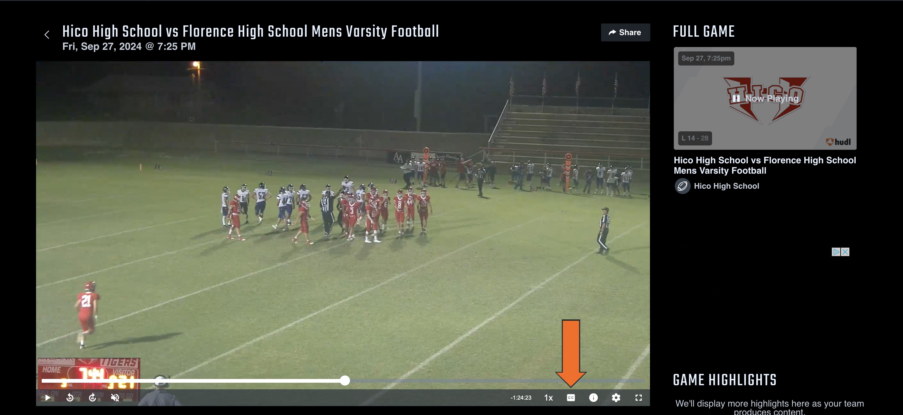 Enable Captions on a Broadcast • Hudl Support